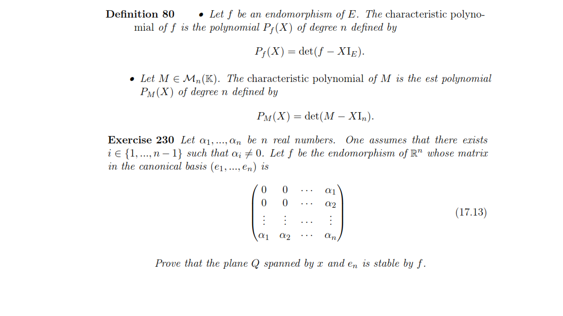 Solved Let f be an endomorphism of E. The characteristic | Chegg.com