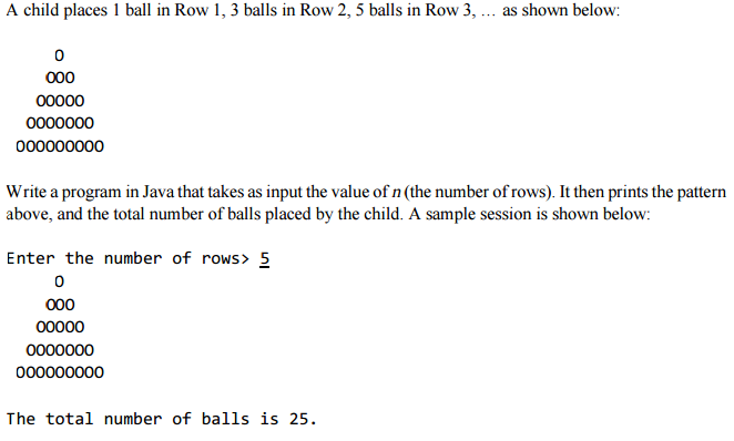 Solved A child places 1 ball in Row 1, 3 balls in Row 2, 5 | Chegg.com