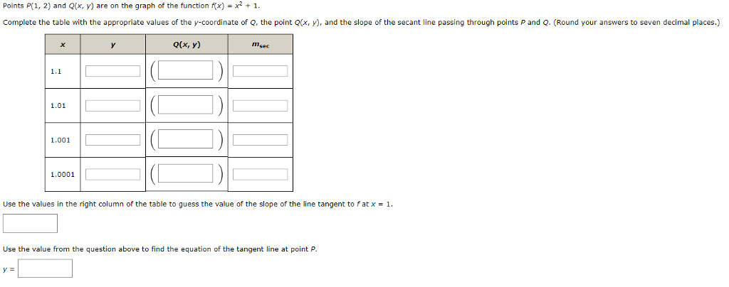 Solved Points P(1, 2) and Q(x, y) are on the graph of the | Chegg.com