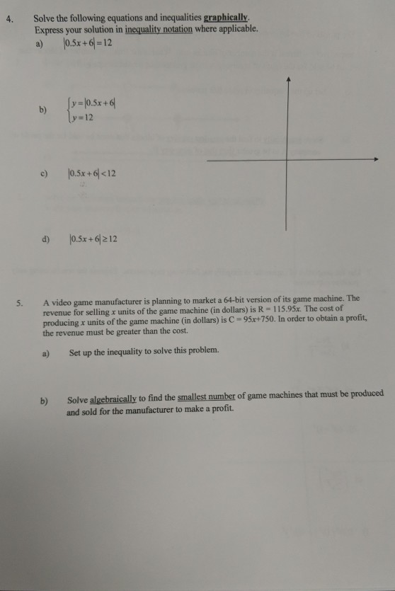 Solved Solve the following equations and inequalities | Chegg.com