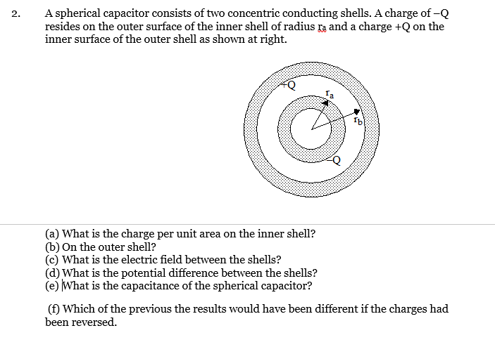Solved A spherical capacitor consists of two concentric | Chegg.com