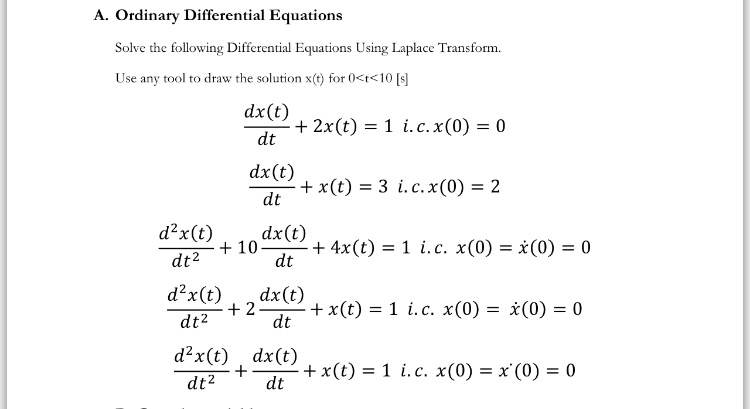 Solved Solve the following Differential Equations Using | Chegg.com
