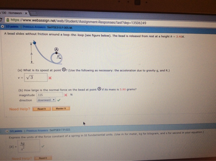Solved A bead slides without friction around a loop-the loop | Chegg.com