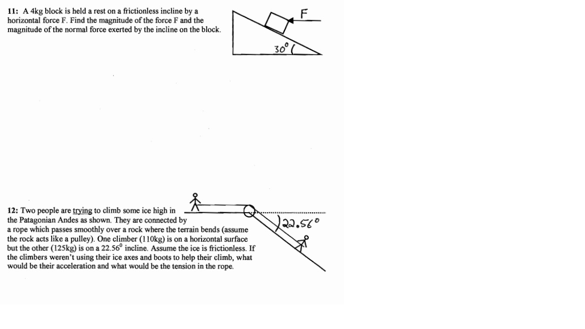 Solved A 4kg block is held a rest on a frictionless incline | Chegg.com