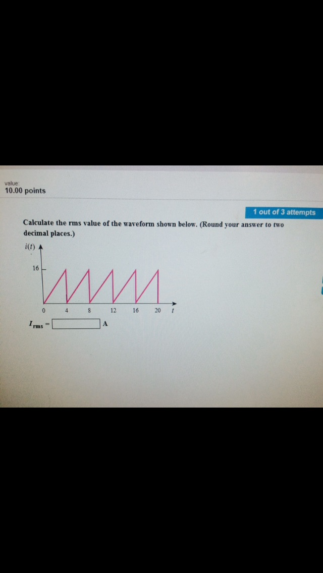 Solved Calculate the rms value of the waveform shown below. | Chegg.com