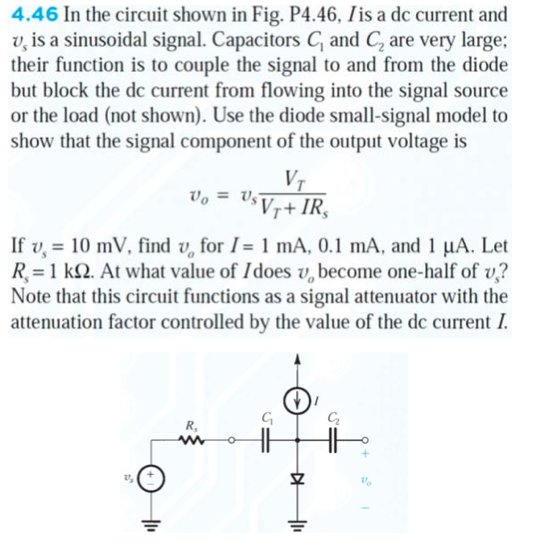 4.46 In the circuit shown in Fig. P4.46, Iis a dc | Chegg.com