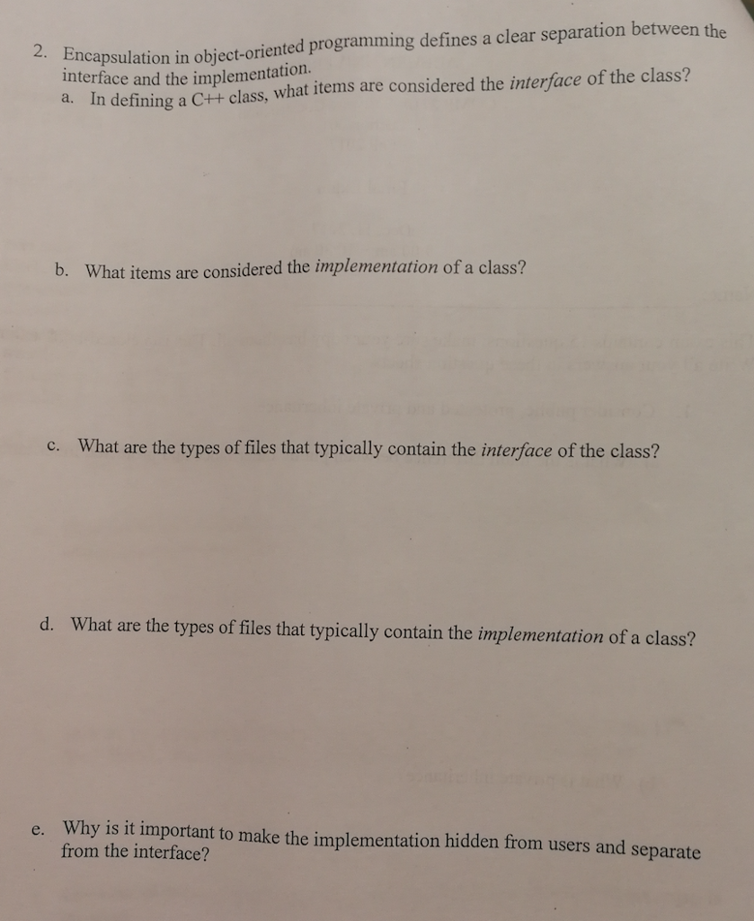 Solved Encapsulation in object-oriented programming defines | Chegg.com