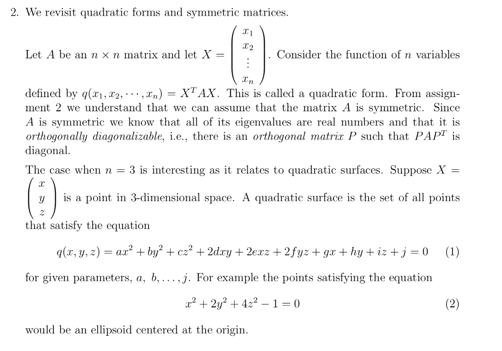 2 We Revisit Quadratic Forms And Svmmetric Matrices