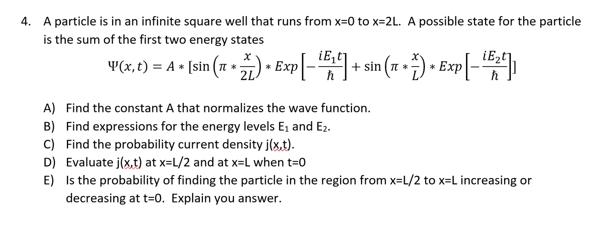 Solved A particle is in an infinite square well that runs | Chegg.com