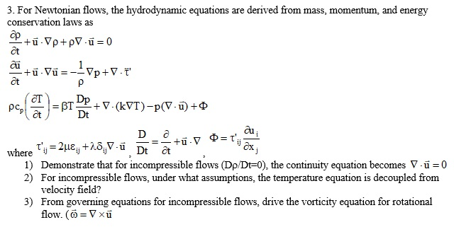 Solved 3. For Newtonian flows, the hydrodynamic equations | Chegg.com