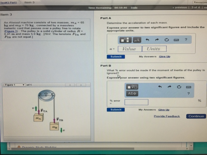 Solved An Atwood machine consists of two masses. m_A = 65 kg | Chegg.com