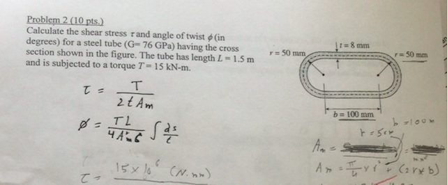 Solved Calculate the shear stress tau and angle of twist phi | Chegg.com