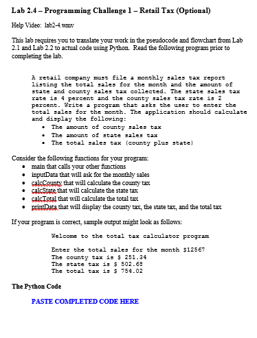 Solved Lab 2.3-Python Code and Functions (Optional) Critical | Chegg.com