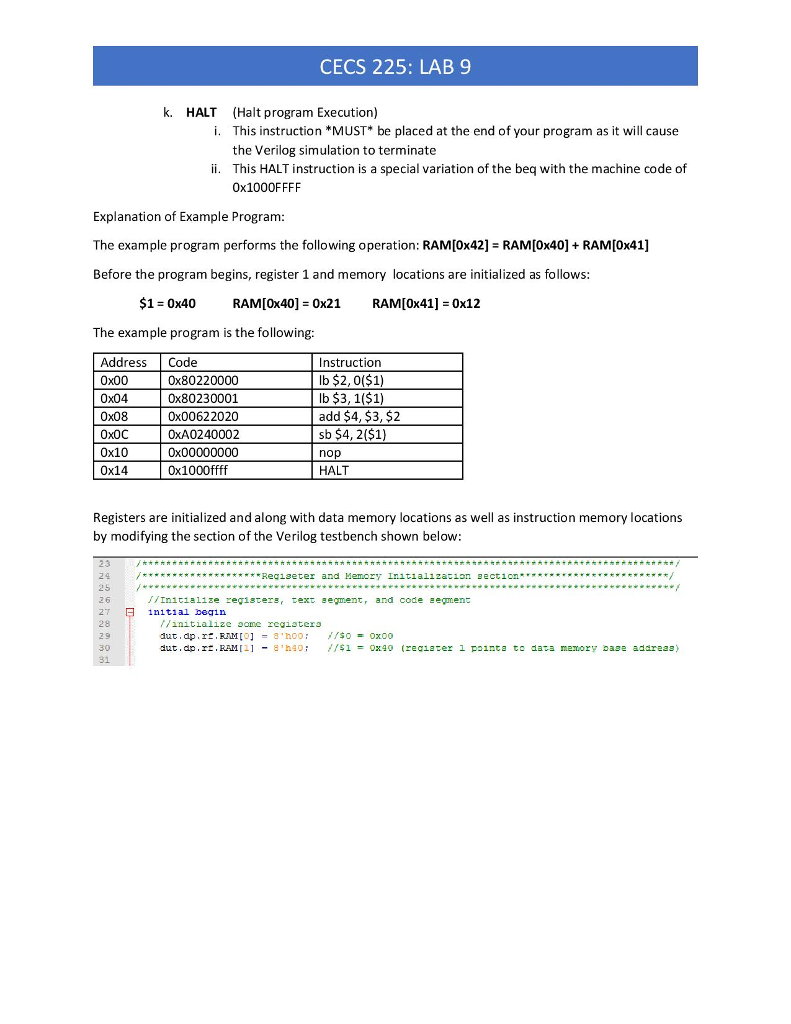 CECS 225: LAB9 OBJECTIVE: Program a Multicycle MIPS | Chegg.com