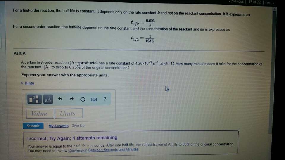 Solved A Certain First Order Reaction Has A Rate Constant Of