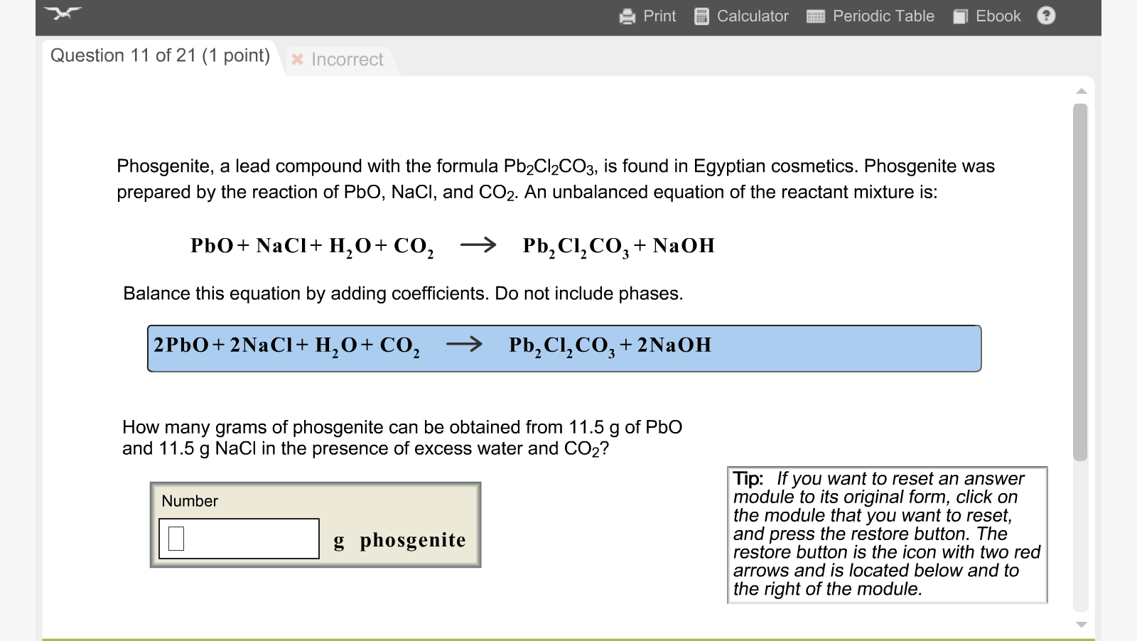 Solved Phosgenite, a lead compound with the formula | Chegg.com