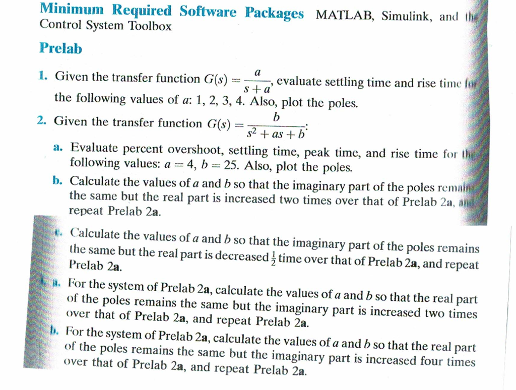 Minimum Required Software Packages MATLAB, Simulink, | Chegg.com