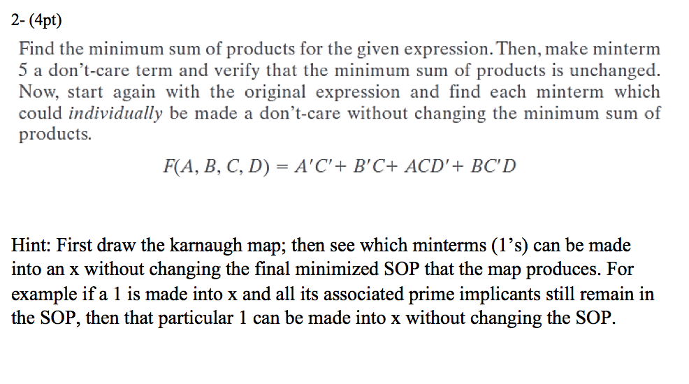 Solved Use Karnaugh maps to find the minimum product of sums | Chegg.com