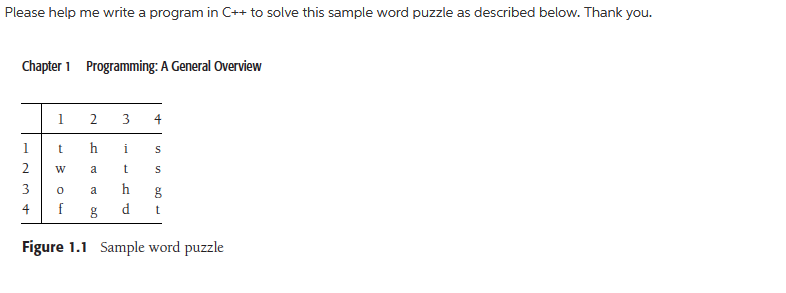Solved How Do I Write A Program For A Sample Word Puzzle