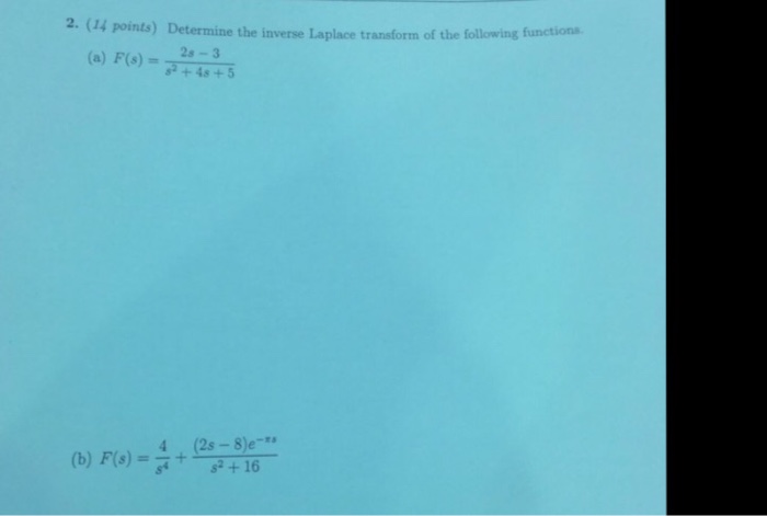 Solved Determine the inverse Laplace transform of the | Chegg.com