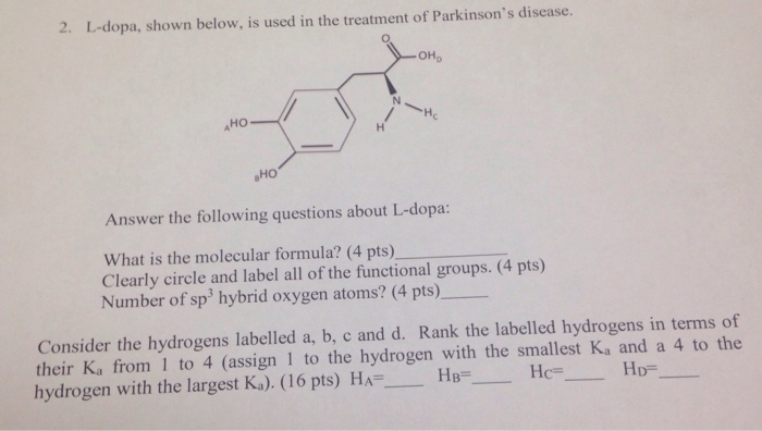 Solved L-dopa, shown below, is used in the treatment of | Chegg.com