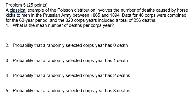 Solved A classical example of the Poisson distribution | Chegg.com