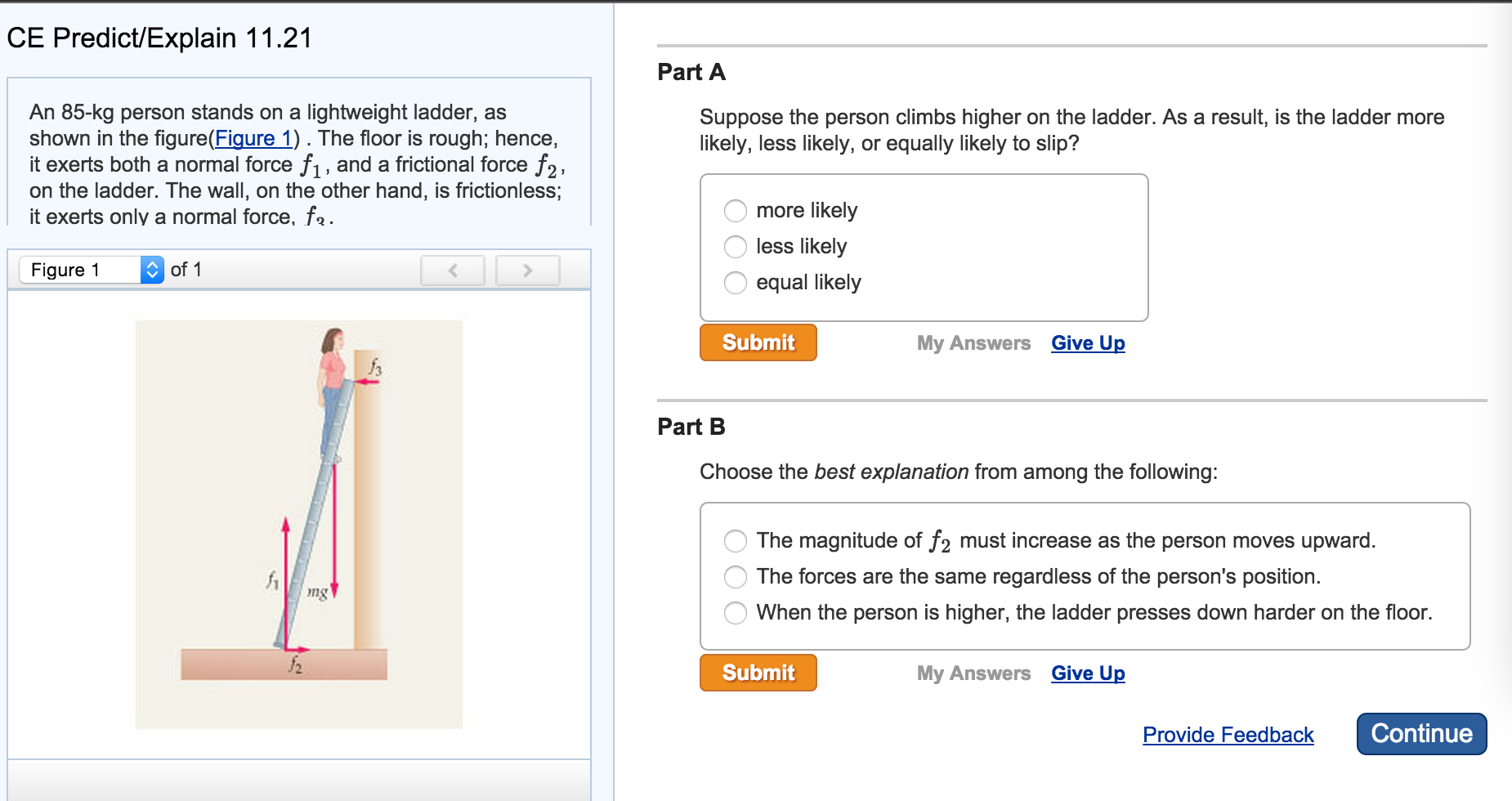 Solved An 85-kg person stands on a lightweight ladder, as | Chegg.com