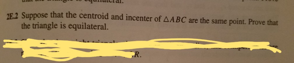 Solved 2E.2 Suppose that the centroid and incenter of AABC | Chegg.com