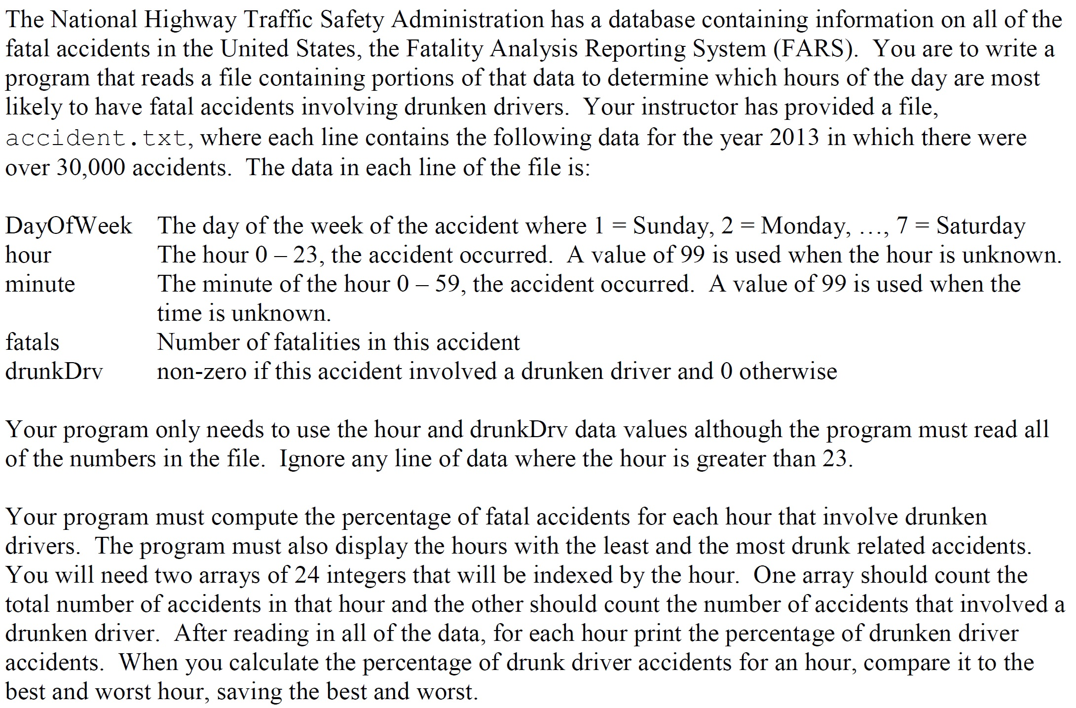 Solved The National Highway Traffic Safety Administration | Chegg.com