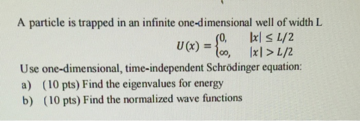 Solved A particle is trapped in an infinite one-dimensional | Chegg.com