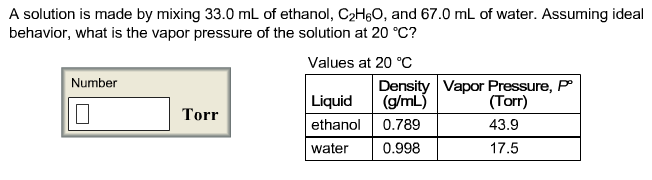 Solved 1-propanol (P1 degree = 20.9 Torr at 25 degree C) and | Chegg.com