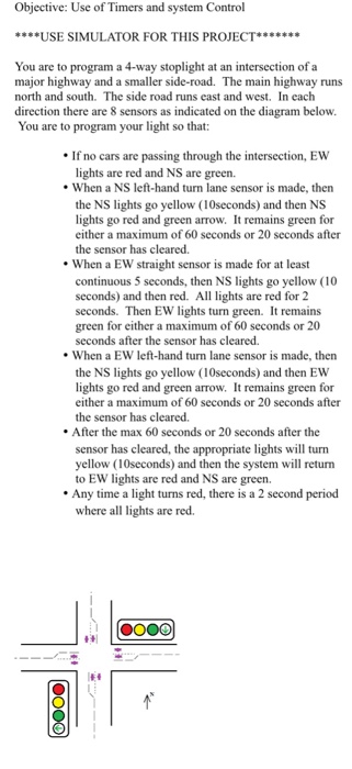 Solved You are to program a 4-way stoplight at an | Chegg.com