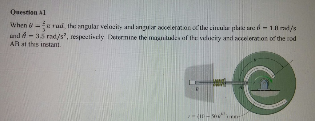 Solved When theta = 2/3 pi rad, the angular velocity and | Chegg.com