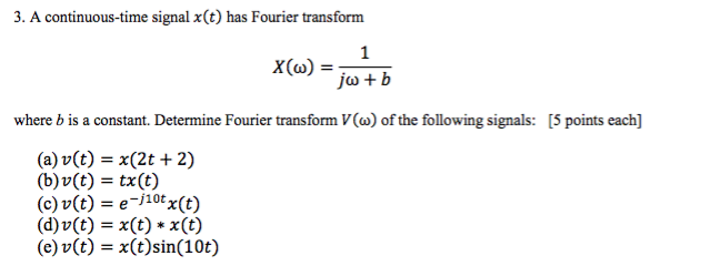 Solved 3. A continuous-time signal x(t) has Fourier | Chegg.com
