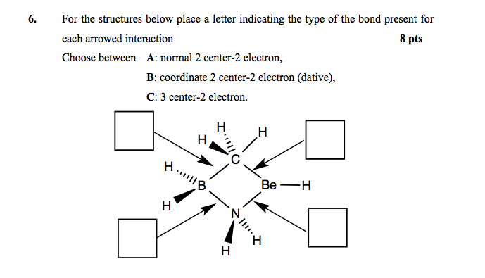 Solved 6. For the structures below place a letter indicating | Chegg.com
