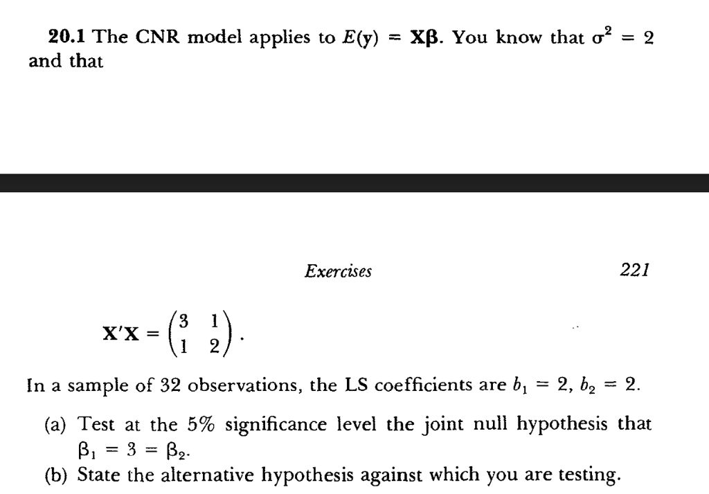 The CNR model applies to E(y) = X Beta. You know that | Chegg.com