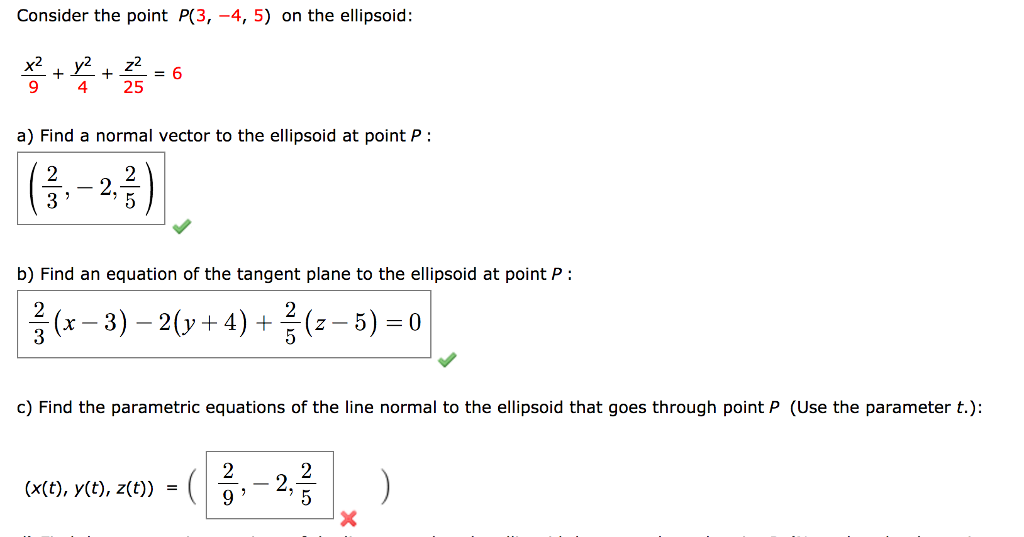 Solved Consider the point P(3, -4, 5) on the ellipsoid: | Chegg.com