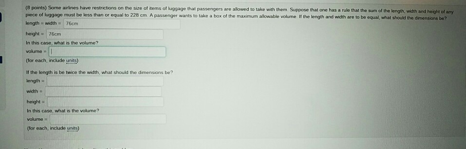 Solved (8 points) Some airlines have restrictions on the | Chegg.com