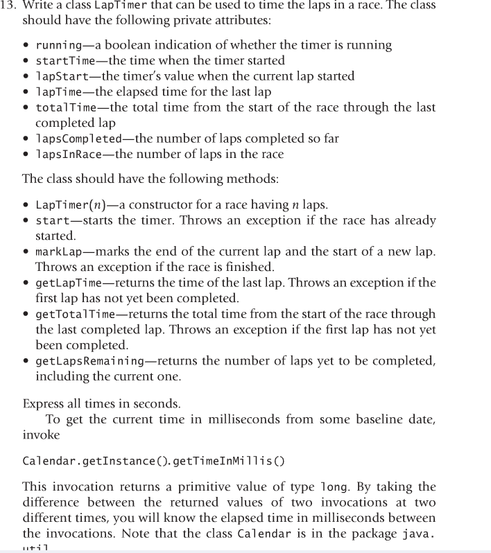 Solved Write a class LapTimer that can be used to time the | Chegg.com