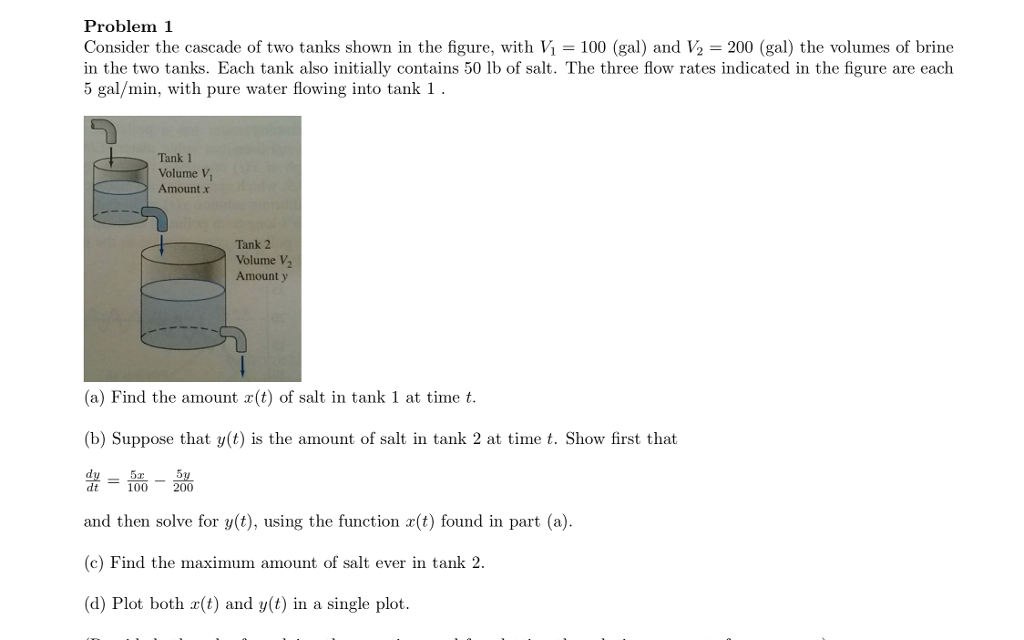 Solved Problem 1 Consider the cascade of two tanks shown in | Chegg.com Solved Problem 1 Consider the cascade of two tanks shown in | Chegg.com