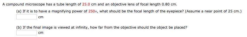 Solved A compound microscope has a tube length of 25.0 cm | Chegg.com