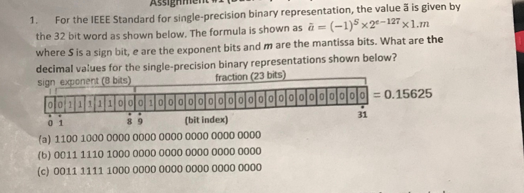 Solved Assignment w 1. For the IEEE Standard for | Chegg.com
