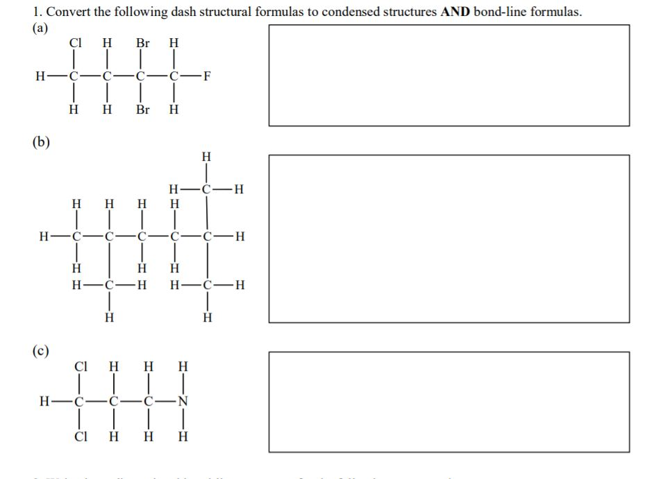 Solved Convert the following dash structural formulas to | Chegg.com