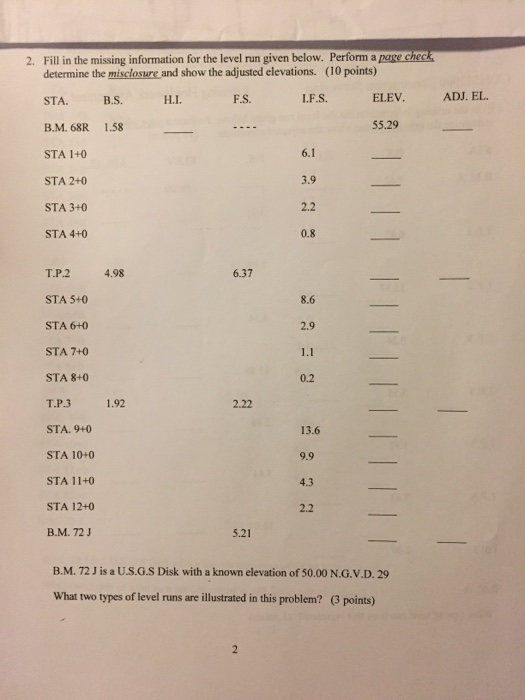 Solved Fill in the missing information for the level run | Chegg.com