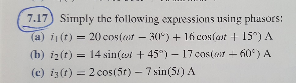 Solved Simply the following expressions using phasors: (a) | Chegg.com