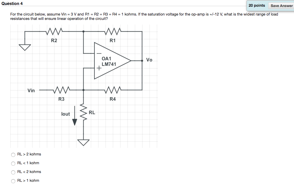 Solved For the circuit below, assume Vin = 3Vand R1 = R2 = | Chegg.com