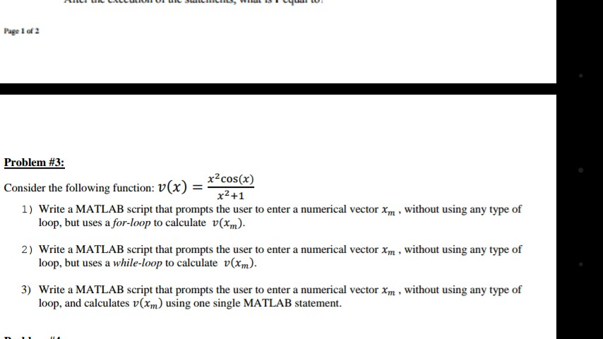 Solved Page 1 of 2 Problem #3: cos(x) x2 Consider the | Chegg.com