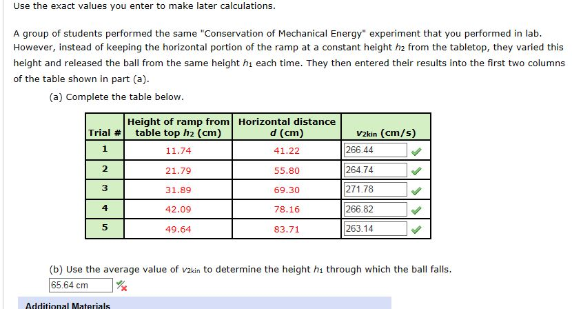 Solved Use the exact values you enter to make later | Chegg.com