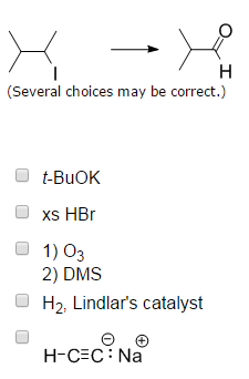 Solved (Several choices may be correct.) t-BuOK O xs HBr O | Chegg.com
