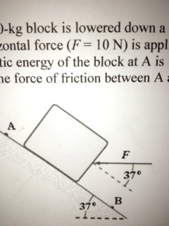 Solved A 4 kg block is lowered down a 37 degree incline a | Chegg.com